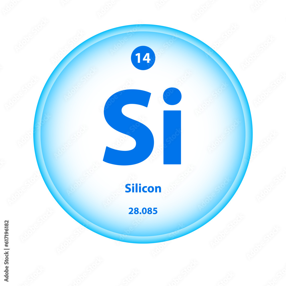 Structure Chemical element Silicon (Si) symbol. Science atom table ...