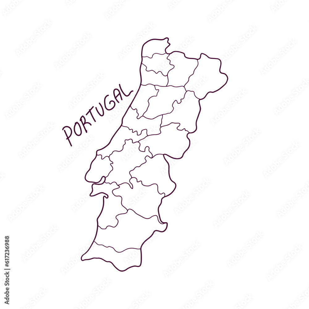 Hand Drawn Doodle Map Of Portugal. Vector Illustration Stock Vector ...
