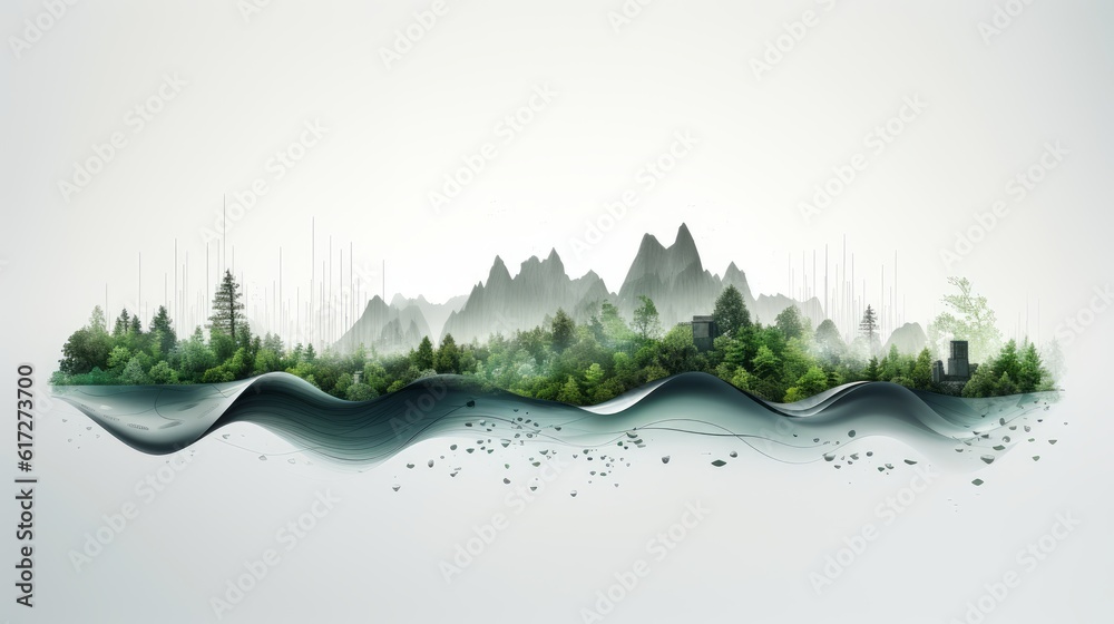 Nature's Voice: A minimalistic artwork featuring sound waves merging ...
