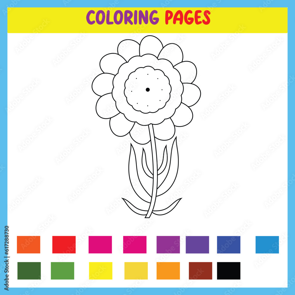 Sunflower Coloring Pages For Flower Coloring Book. Flower Vector ...