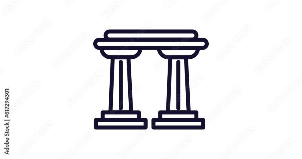 pillars icon. Thin line pillars icon from history collection. Outline ...