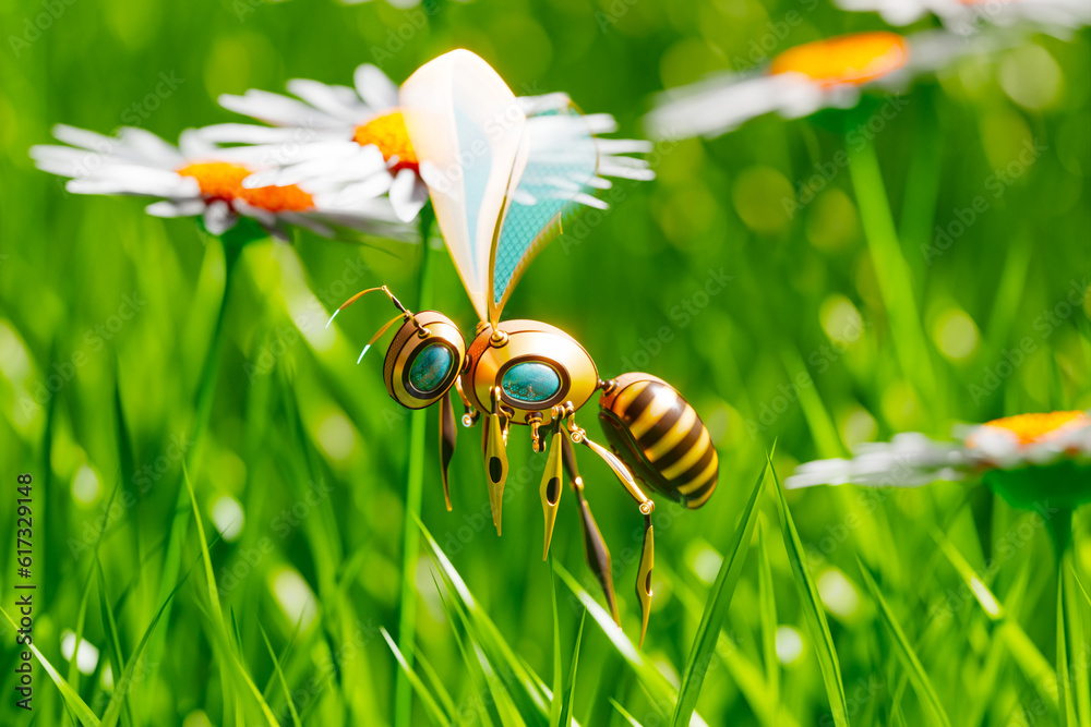 Artificial Bee Robot for Plant Pollination in a Meadow with Daisies and ...