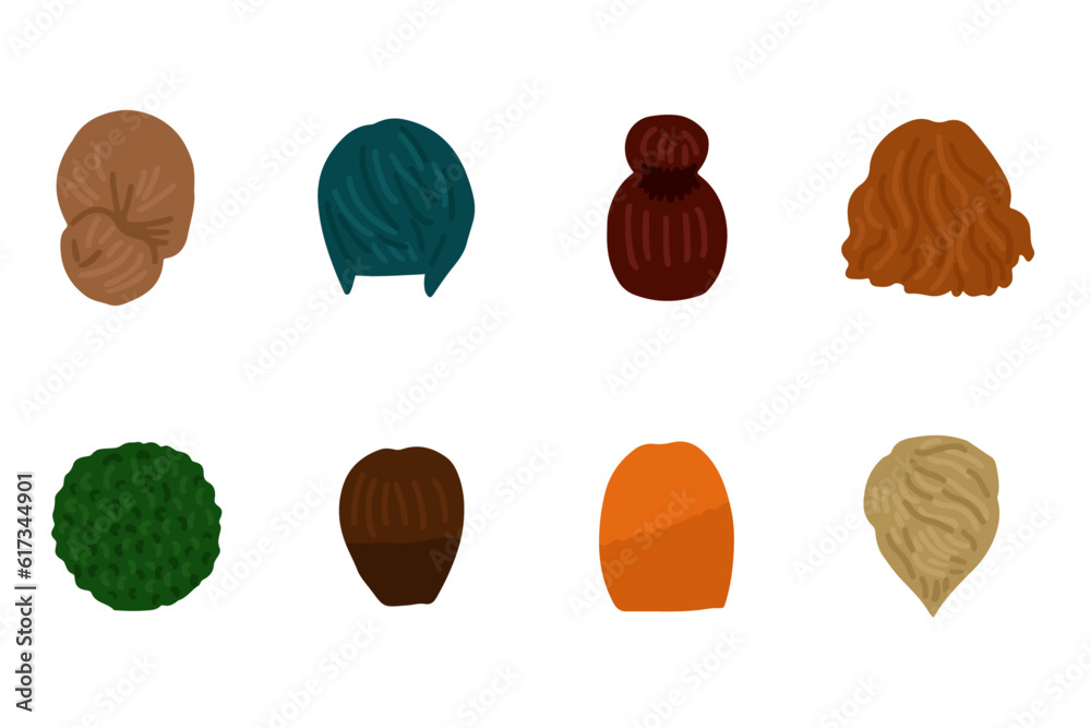 Women hairstyle concept. Collection with natural wigs and beautiful ...