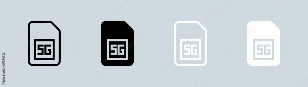 5 generation icon set in black and white. Network signs vector ...