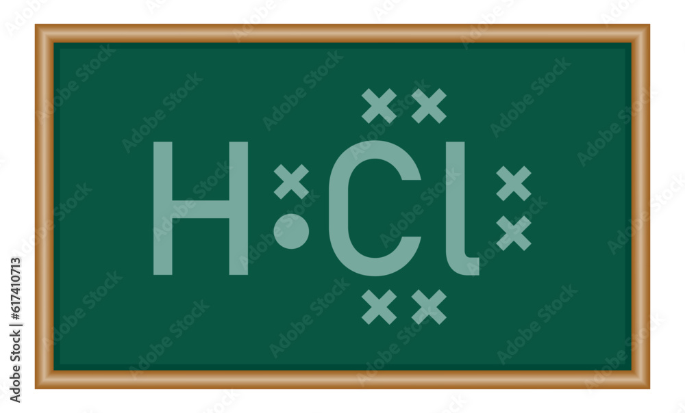 Lewis electron dot structure for a molecule of hydrogen chloride. HCl ...