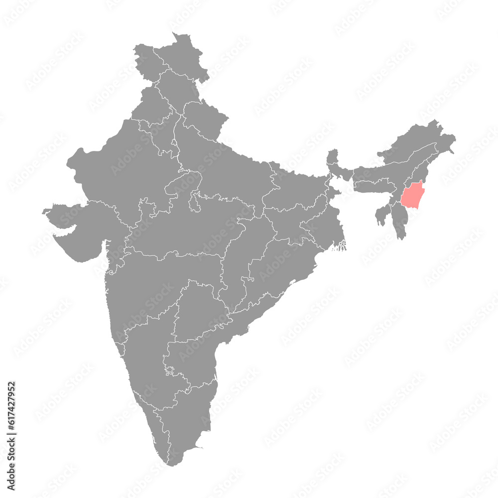 Manipur state map, administrative division of India. Vector ...
