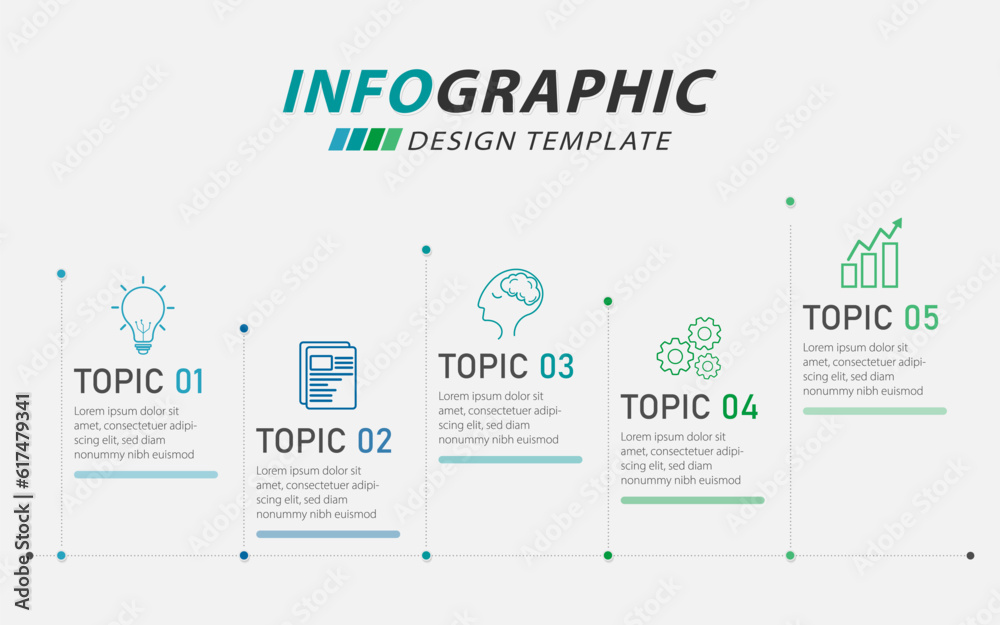 Timeline Creator infographic template. 5 Step timeline journey ...