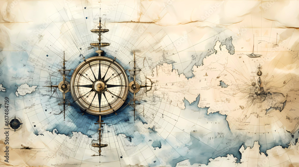 Vintage nautical exploration voyage grunge wallpaper mural background ...