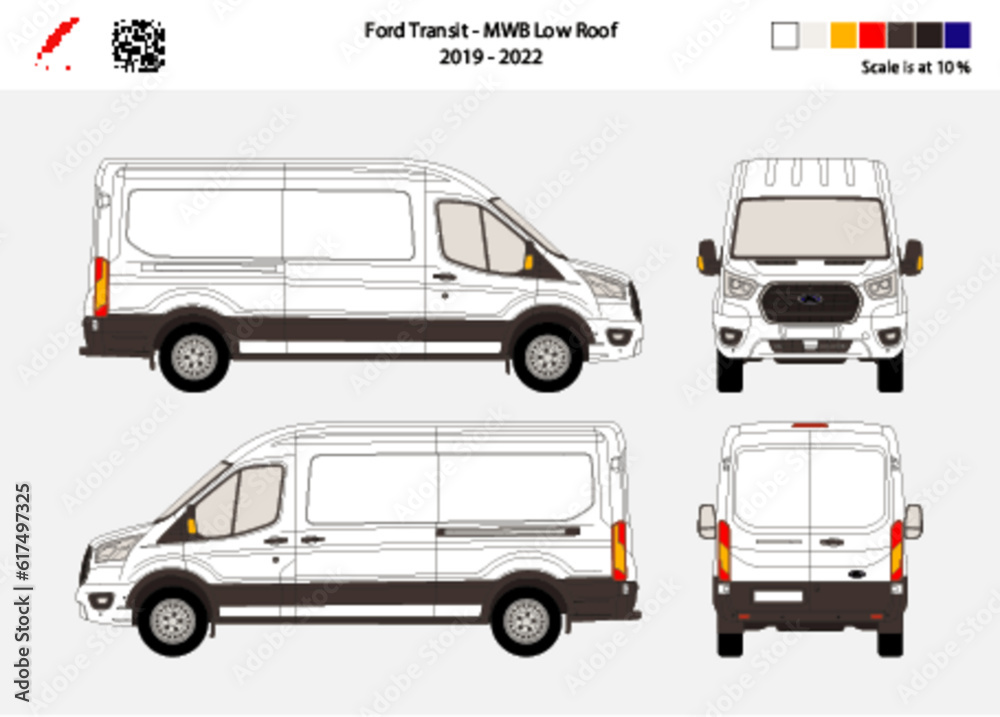 03 Ford Transit MWB Low Roof 19-22 Scale - 10% Stock Vector | Adobe Stock