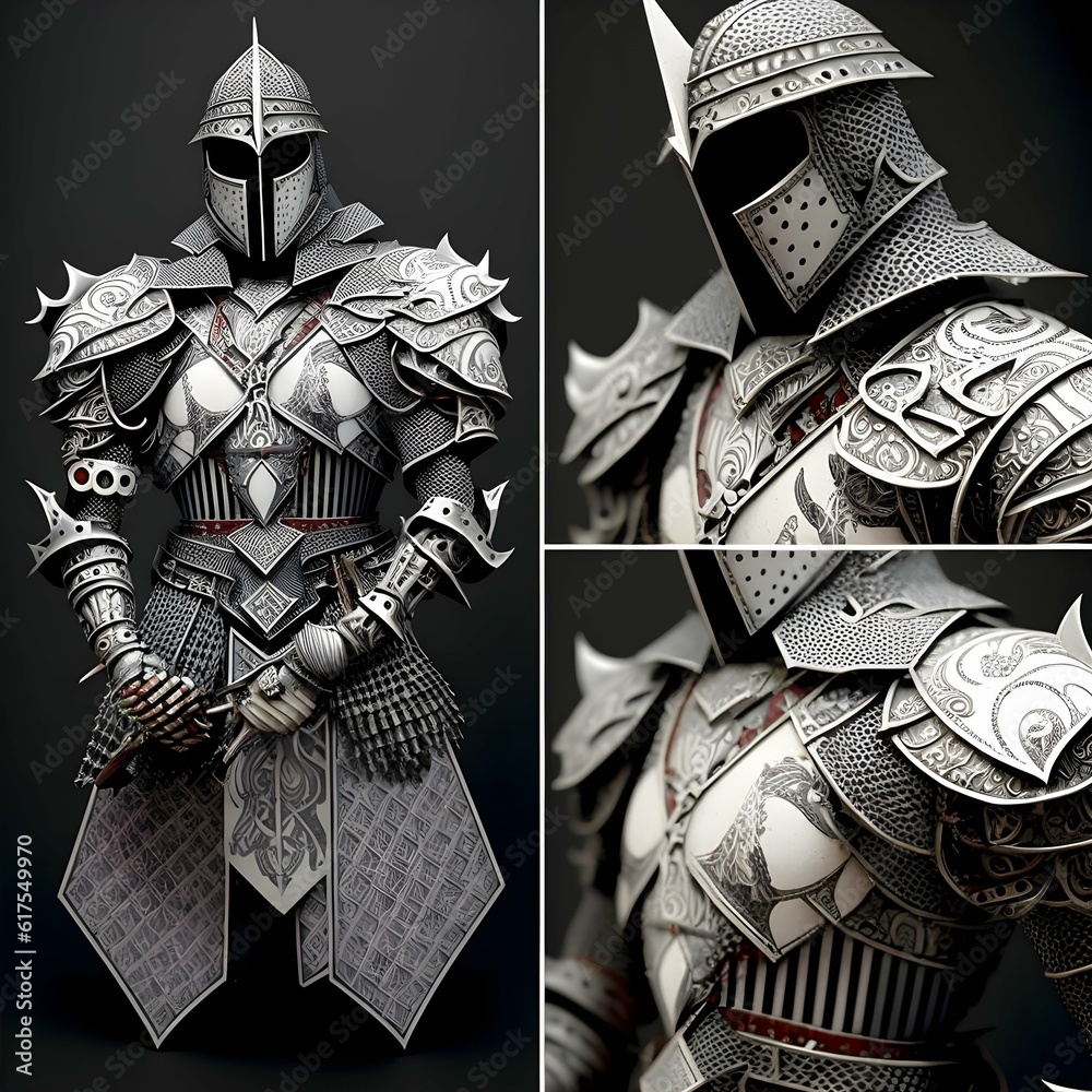 medieval armor crafted entirely out of playing cards paper material ...