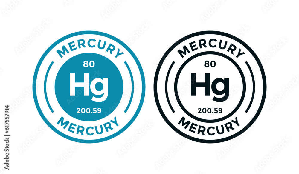 Mercury logo badge template. this is chemical element of periodic table ...