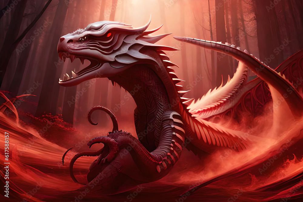 Fantasy evil dragon portrait. Surreal artwork of danger dragon from ...