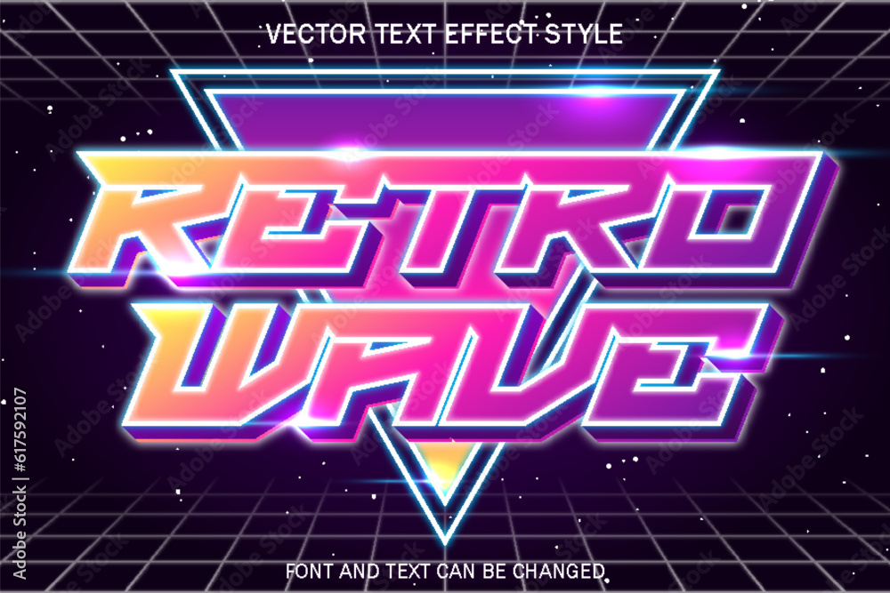 retrowave synthwave vaporize style typography editable text effect font style template ...