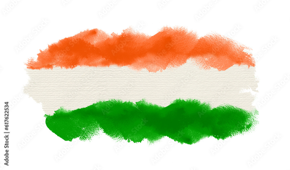 Watercolor flag of India. Splash, spot shape of banner with wet water ...