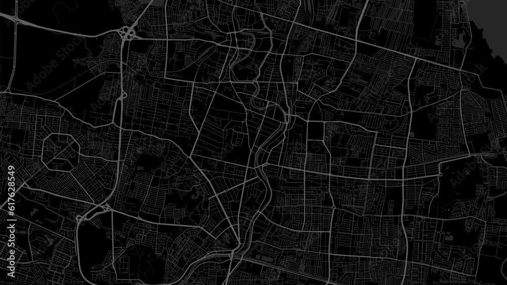 Map of Surabaya city. Urban black and white poster. Road map with ...