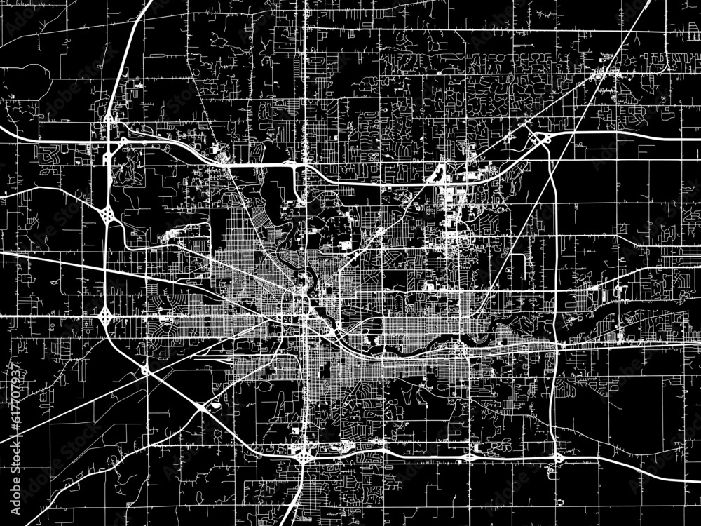 Vector road map of the city of South Bend Indiana in the United States ...