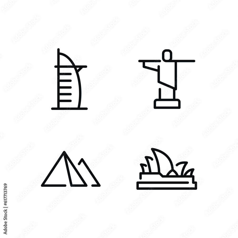 Simple Outline Set of landmark icons. Stock Vector | Adobe Stock