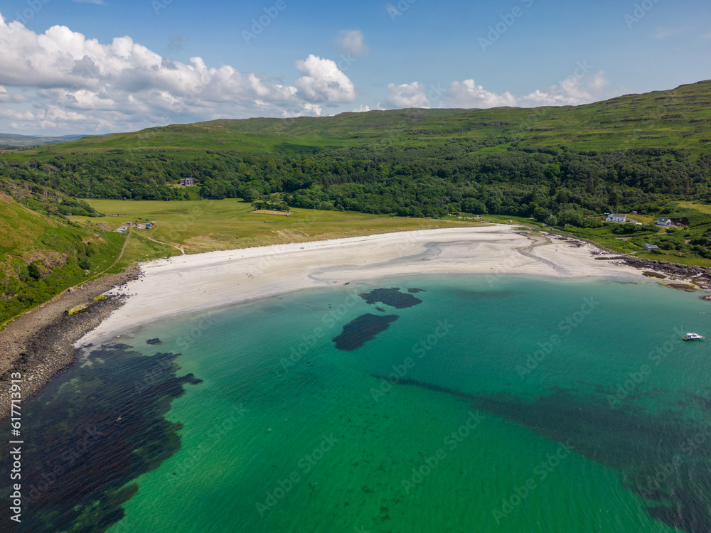 An aerial drone photo of Calgary Bay. This beautiful beach can be found ...