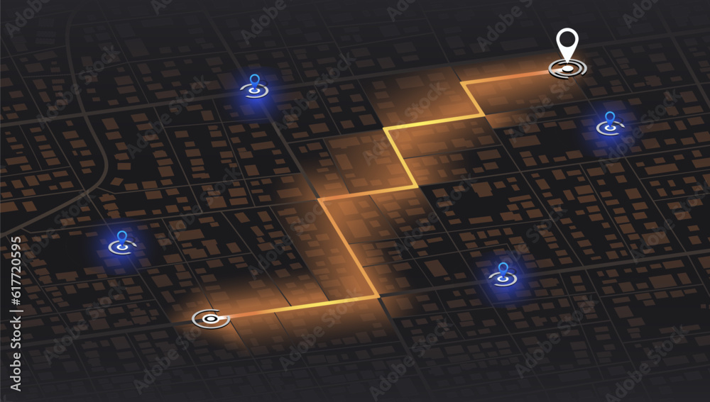 Futuristic Route Dashboard GPS Map Tracking: Cutting-edge Technology ...