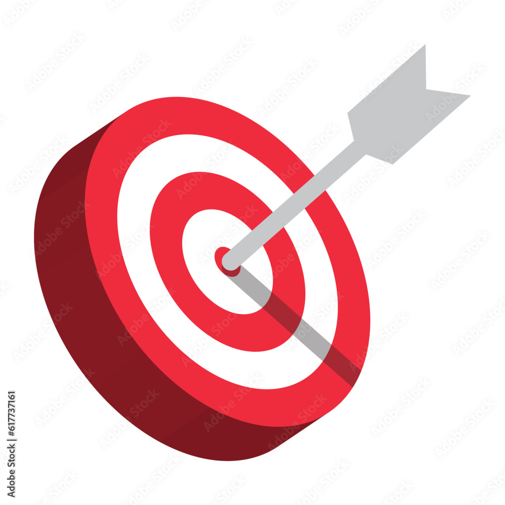 3D Realistic Bullseye Target Icon, Arrow Dart Targeting Symbol, Archery ...