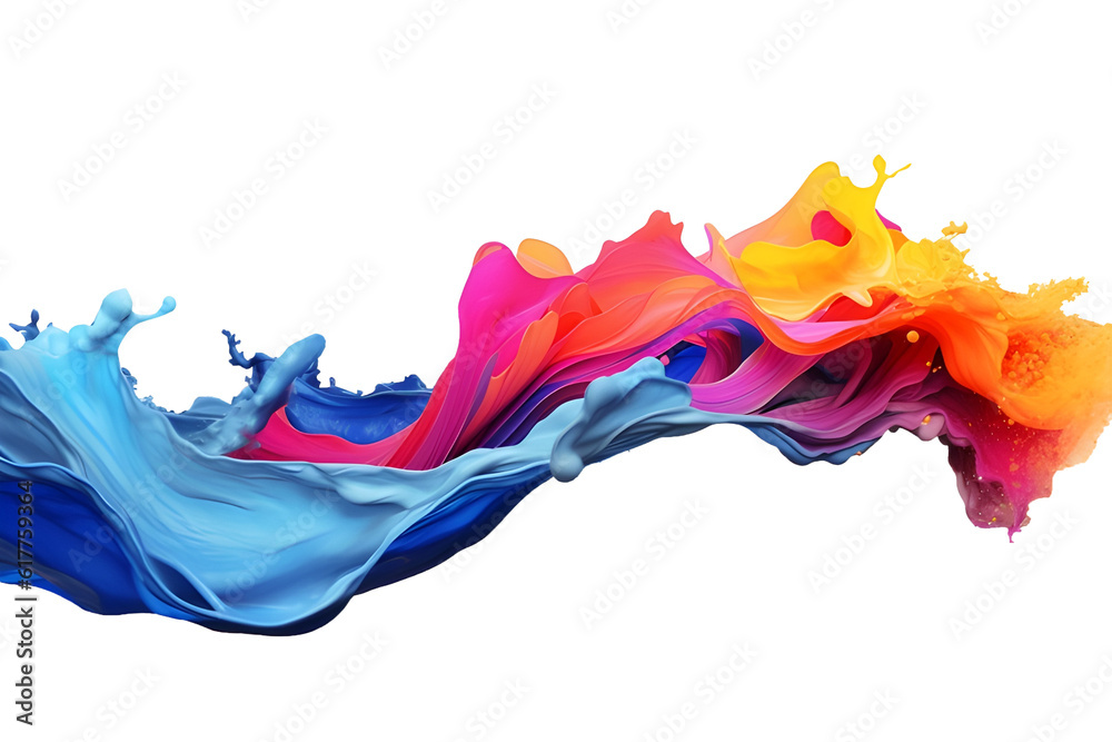 Colorful paint splash. Rainbow splash wave. Isolated design element on ...