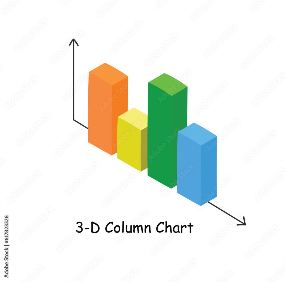 Column chart vector in 3d isometric style. Column graph vector isolated ...
