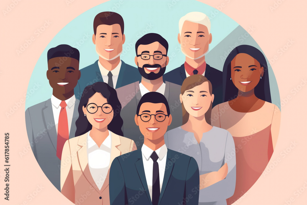 Cartoon characters of a confident businessman and businesswoman strike ...