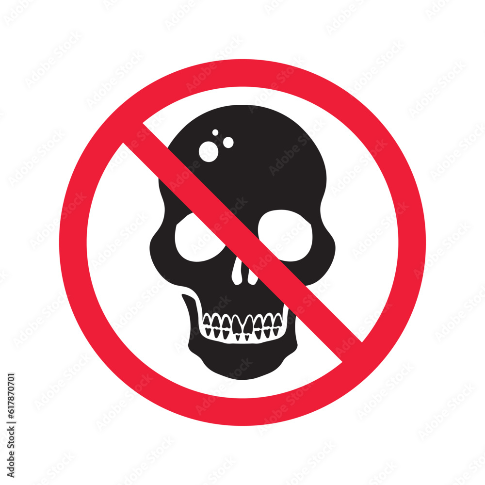 Forbidden skull icon. No cranium vector sign. Prohibited Warning ...