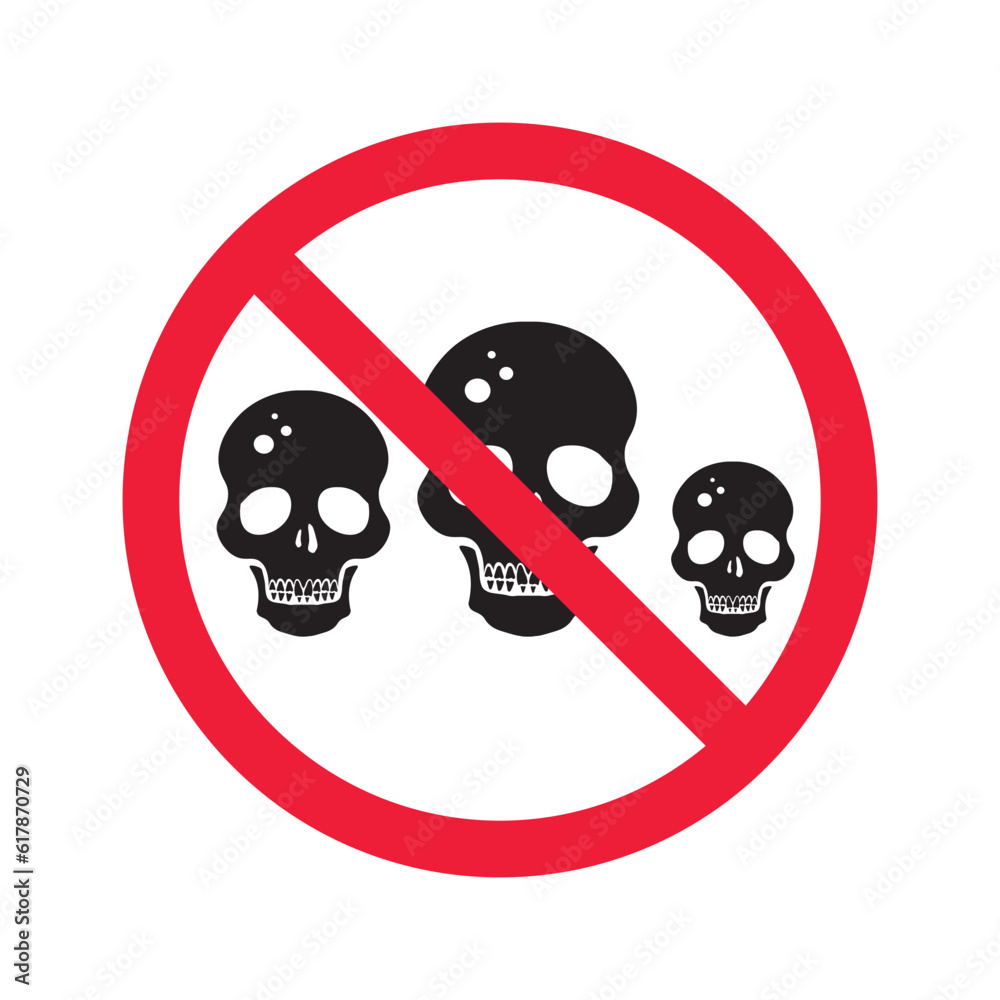 Forbidden skull icon. No cranium vector sign. Prohibited Warning ...
