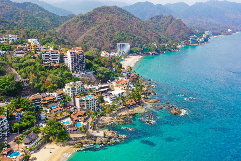 The beautiful beach of Conchas Chinas in Puerto Vallarta Stock Photo ...