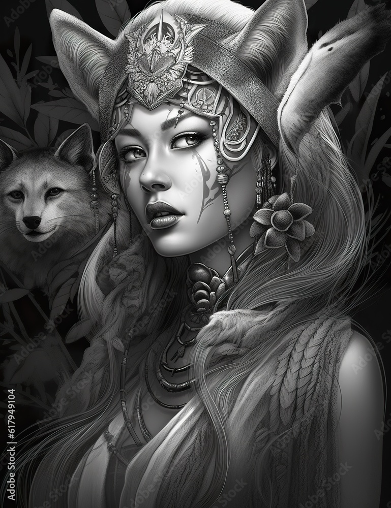 Stock-Illustration „Fantasy character with Asian influences, female ...