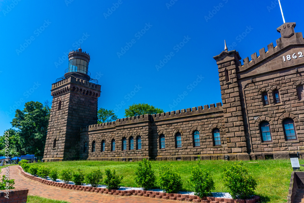The Twin Lighthouse in New Jersey, USA, stand as iconic maritime ...