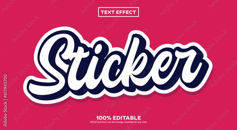 Sticker 3D Text Effect Stock Vector | Adobe Stock