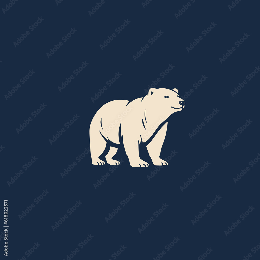 simple polar bear wild animal blue background logo vector illustration ...