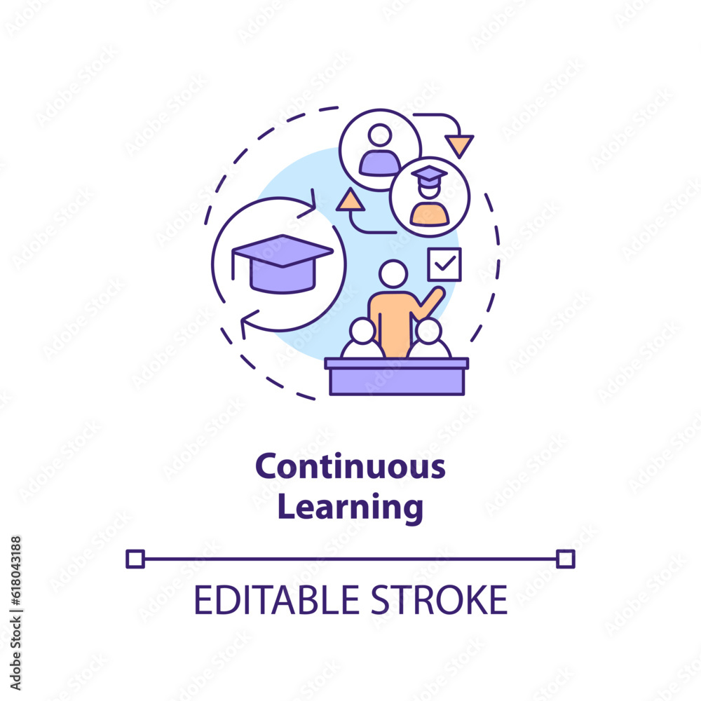 Continuous learning concept icon. Self development. Unconscious bias ...
