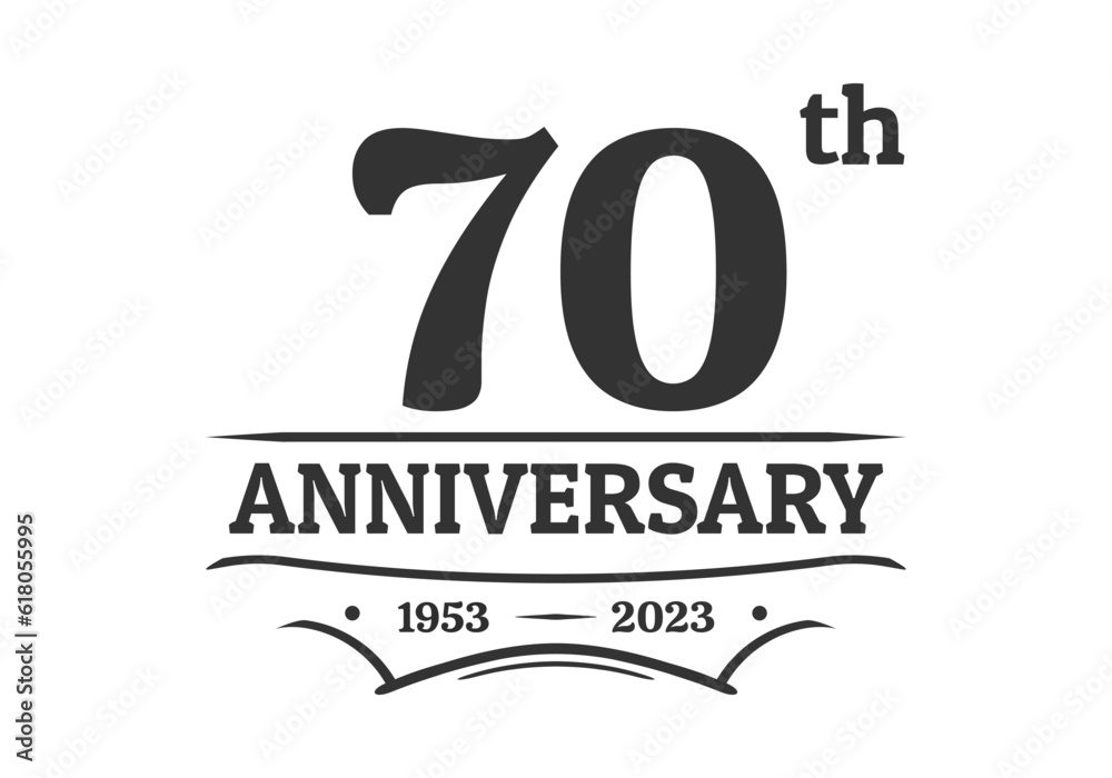 70 years anniversary logo, icon or label. 70th jubilee, birthday ...