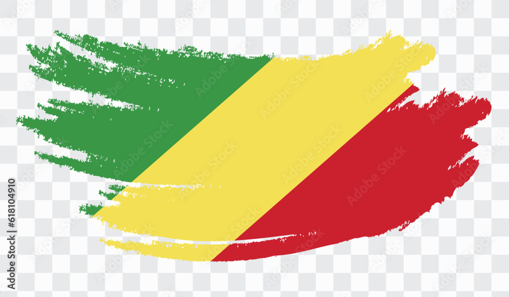 Grunge brush stroke with Congo national flag. Watercolor painting flag ...
