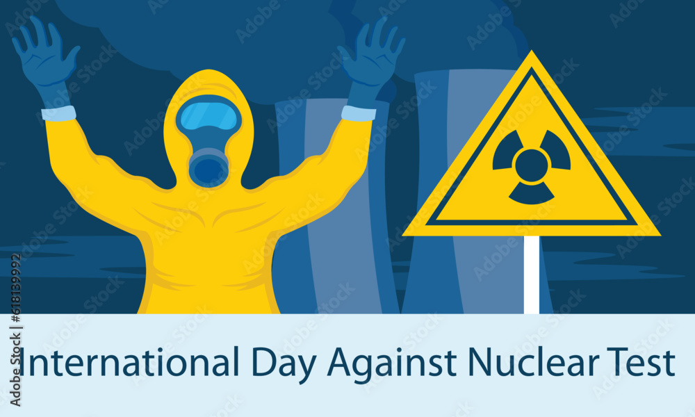 illustration vector graphic of a man in nuclear armor gave the warning ...