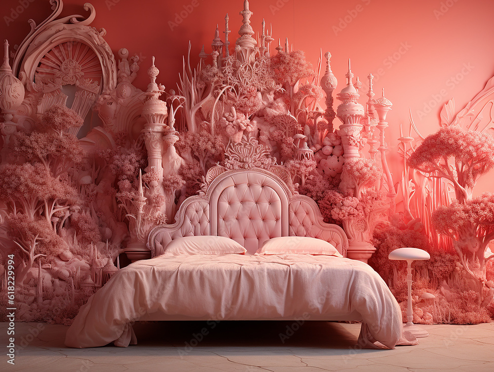 Illustration Stock camera da letto natalizia, addobbi di natale ...