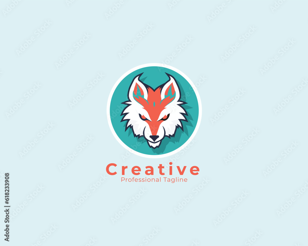 colorful wolf logo vector eps file, simple fox logo template, circular ...