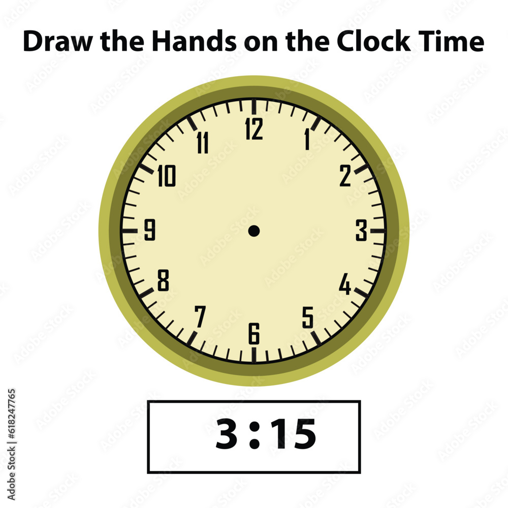 draw hands analog clock time 3:15. what are the time, learning clock ...