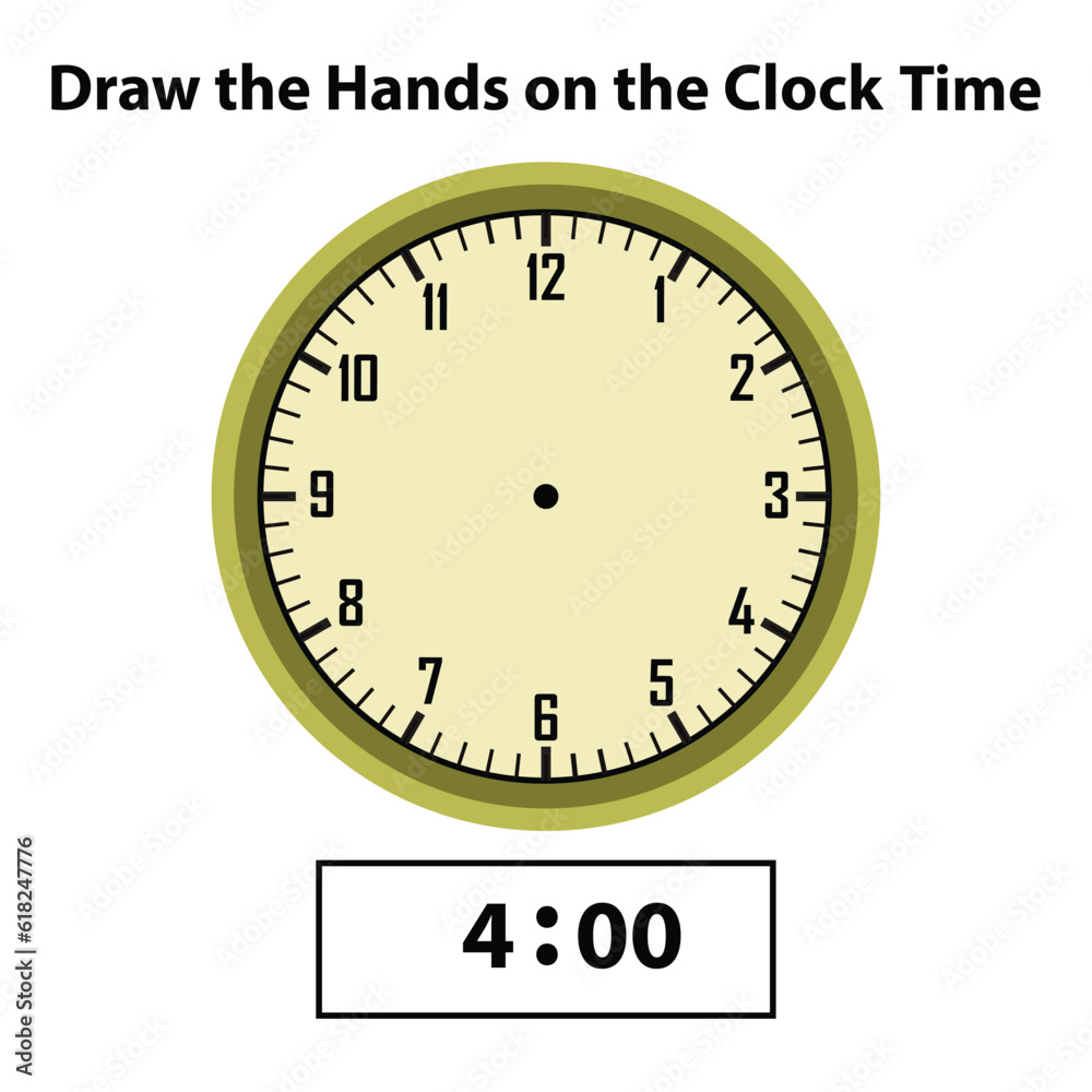 draw hands analog clock time 4:00. what are the time, learning clock ...