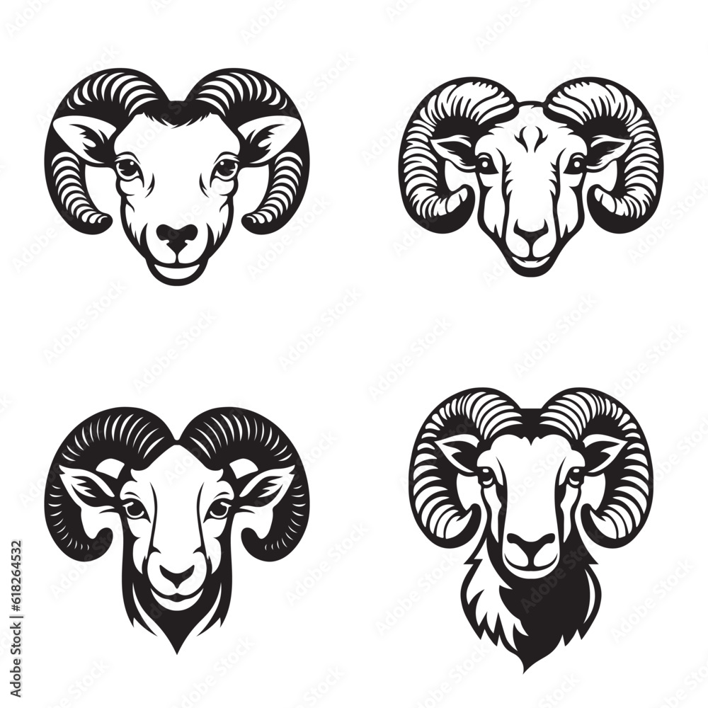 Ram logo set - Premium design collection - Vector Illustration Stock ...