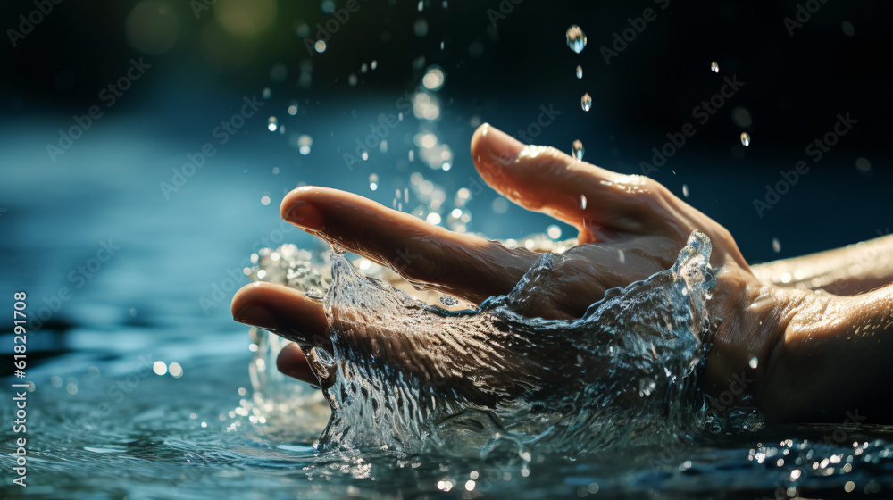 water pouring over a hand hyper realistic Stock Illustration | Adobe Stock