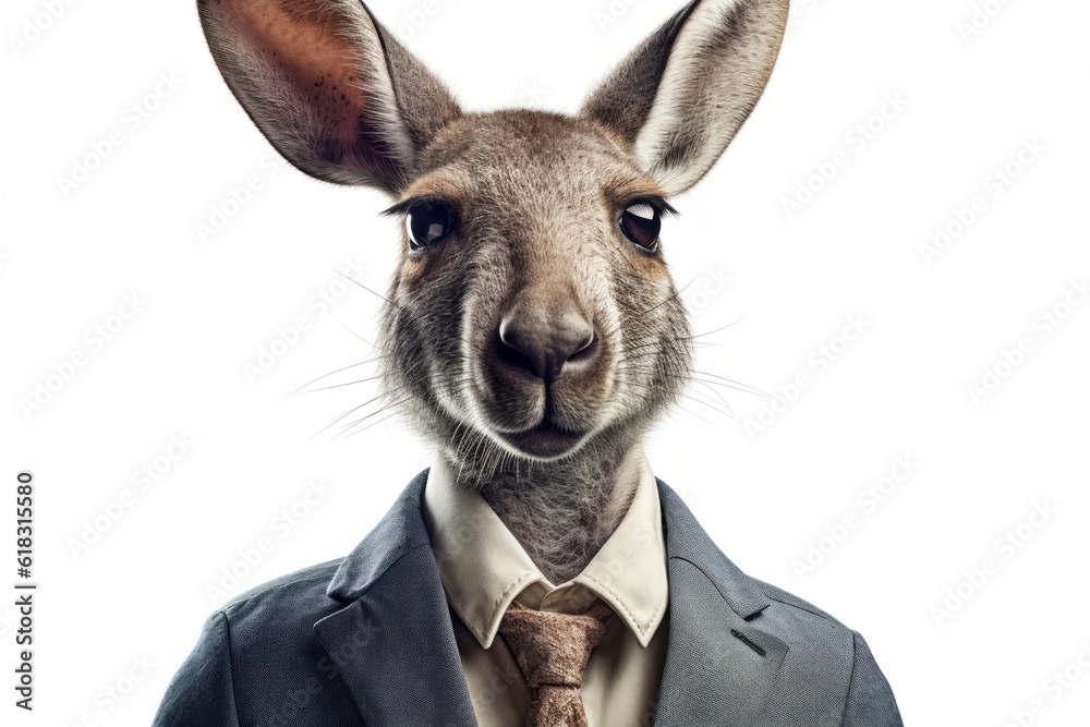 Anthropomorphic kangaroo dressed in a suit like a businessman. Business ...