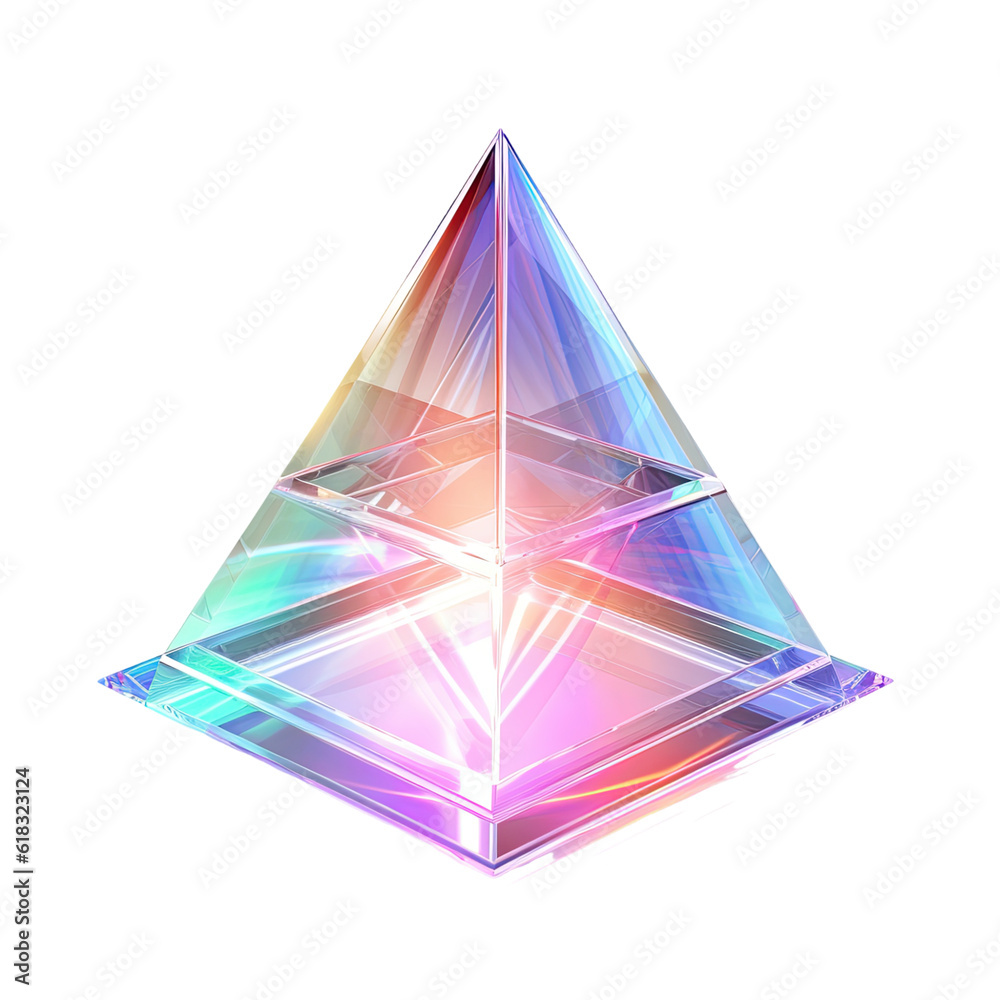 prismatic levitating crystalline pyramid refracting light abstract ...