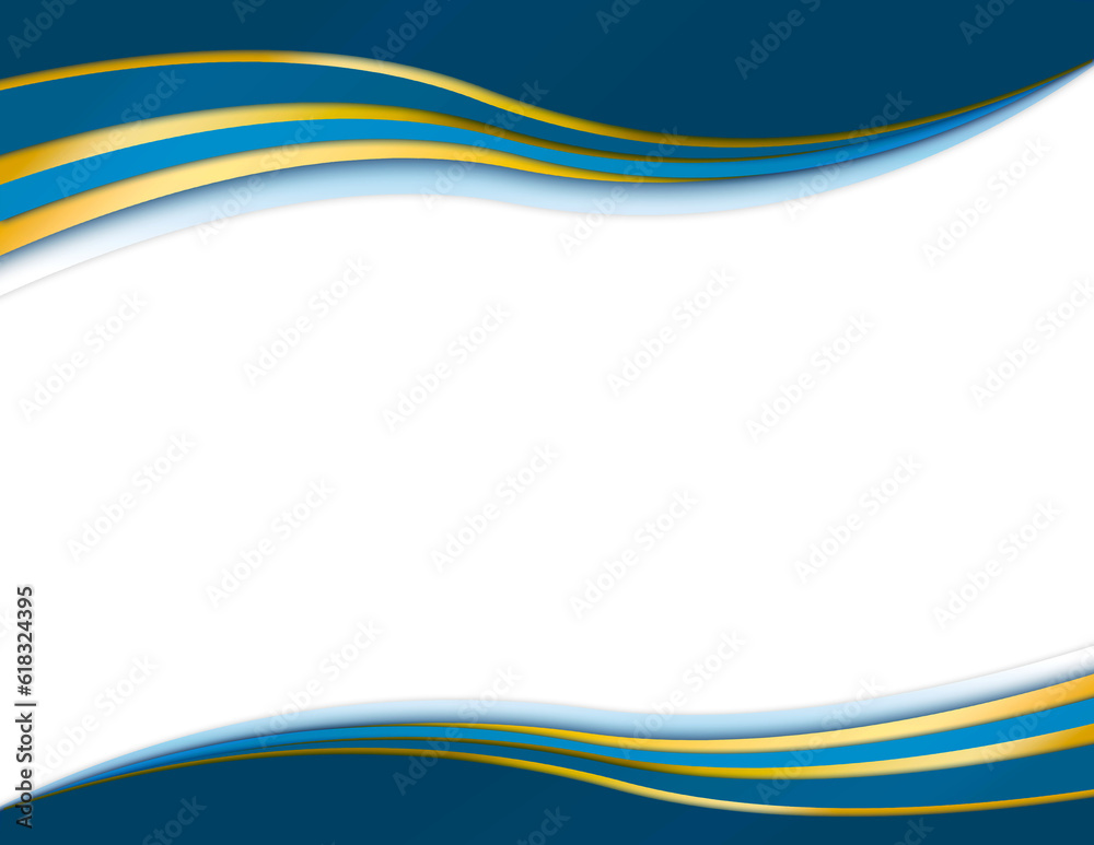 Elegant Blue & Gold Wave Border Frame Transparent Background Flyer ...