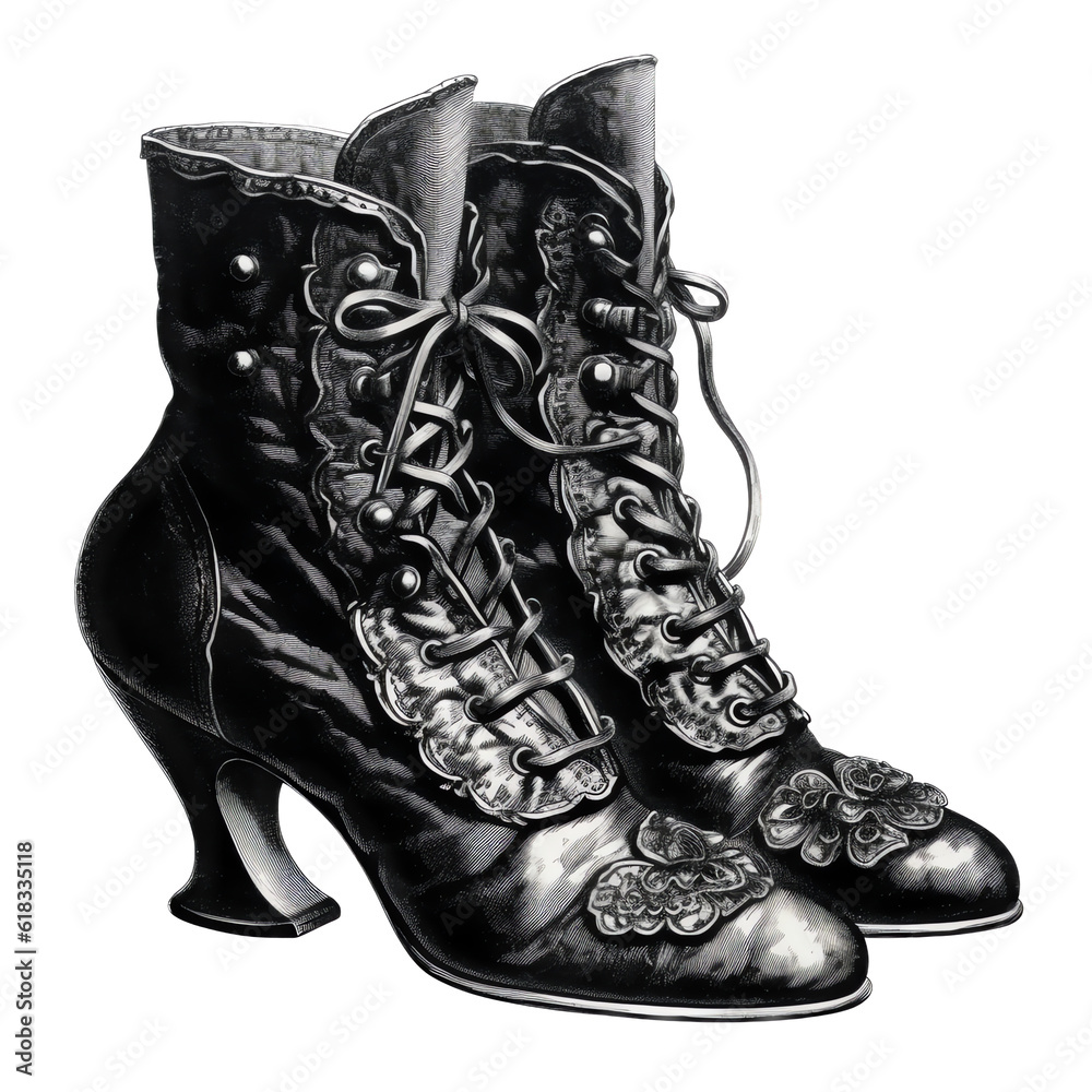 Ilustración de Stock Victorian Lady Vintage Lace-Up Boots, Isolated ...