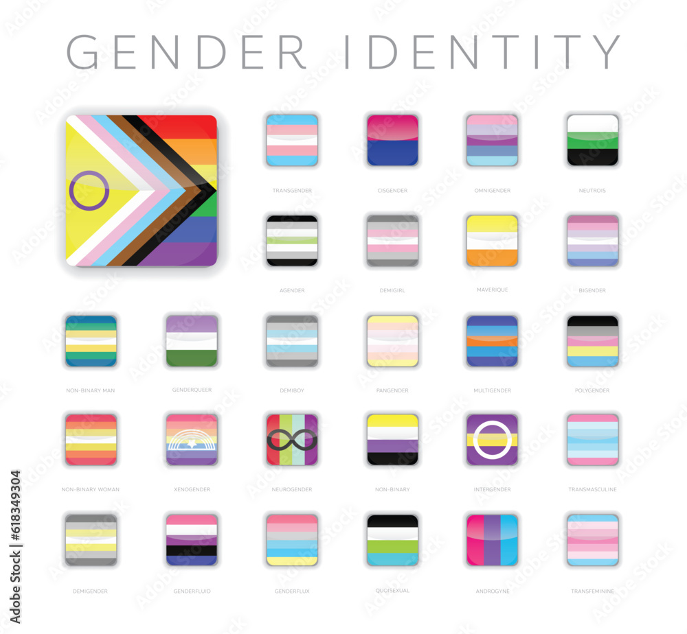 Gender Identity Pride Flag Waving Animation App Icon Vector Stock ...