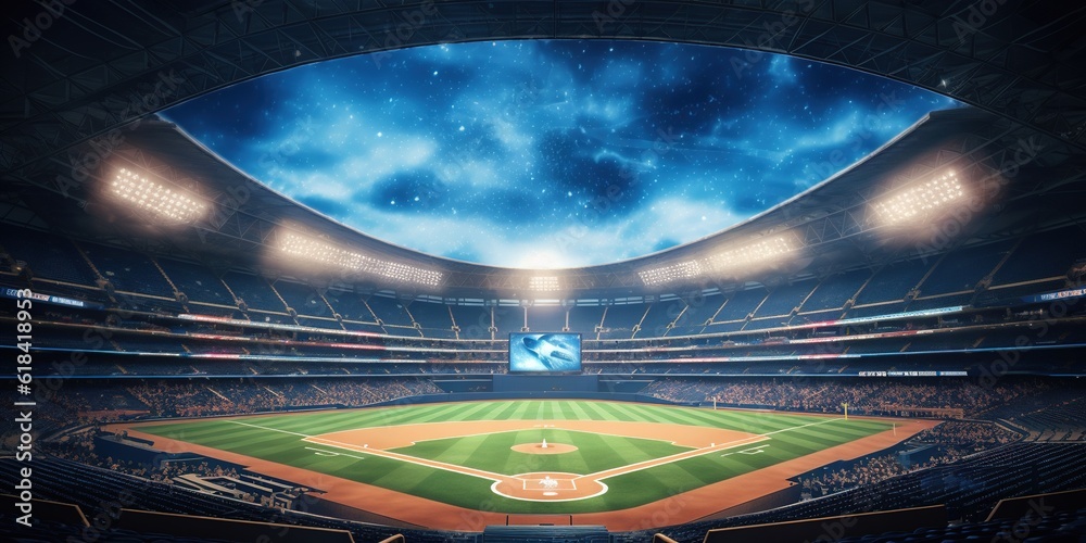 Generative AI, Professional baseball grand stadium, modern public sport ...